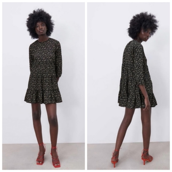 Zara | Dresses | Zara The Sharon Tiered Long Sleeve Mini Babydoll Dress ...